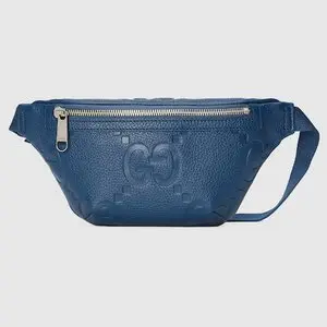 Gucci Jumbo Gg Small Belt Bag Gg Leather - Blue Leather | Editorialist